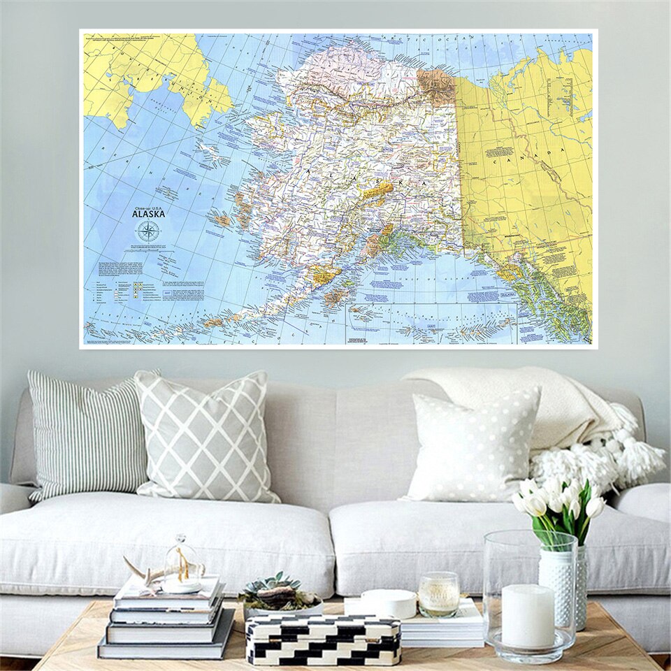 225*150 CmThe Alaska Map 1975 Non-woven Canvas Pai... – Grandado