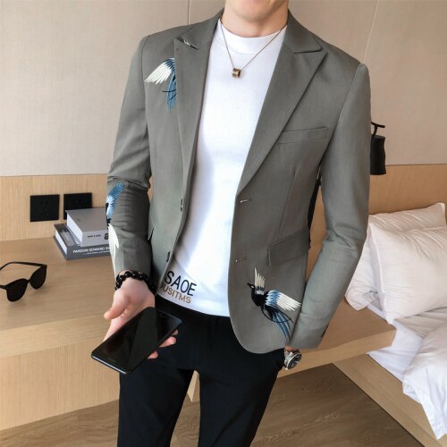 Blazer Jasje Borduren Business Casual Bruiloft Her... – Vicedeal