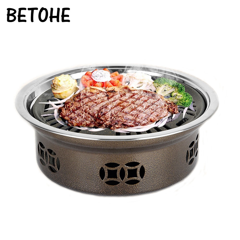 BETOHE Round Smokeless Grill Indoor Commercial Hom... – Grandado