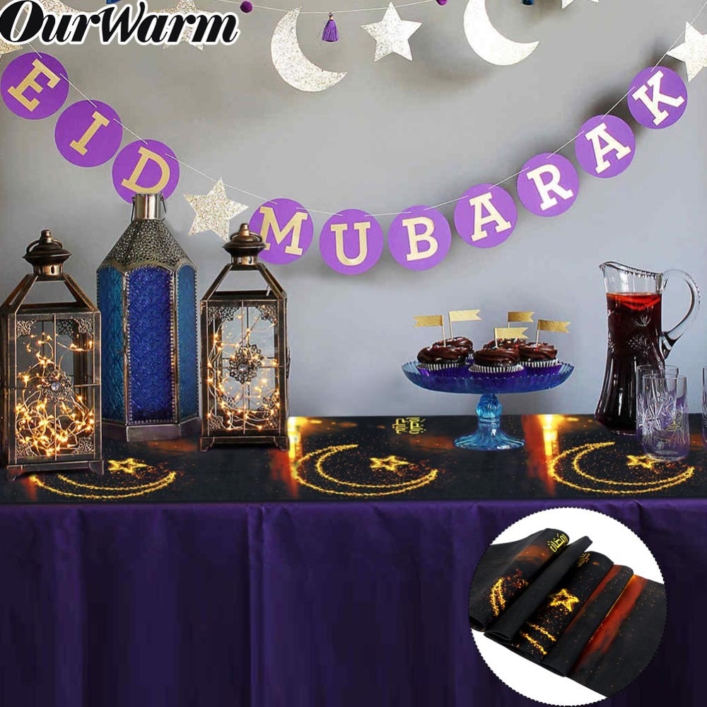 OurWarm Eid Mubarak Decor Gold Table Runner Ramada... – Grandado