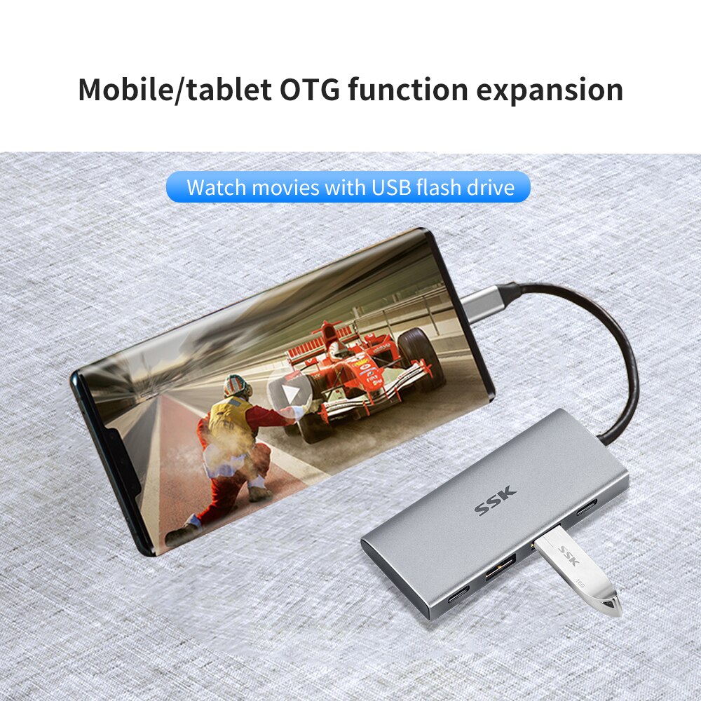 SSK USB C 10Gbps Hub, 4-in-1 Type C Multiport Adap... – Grandado