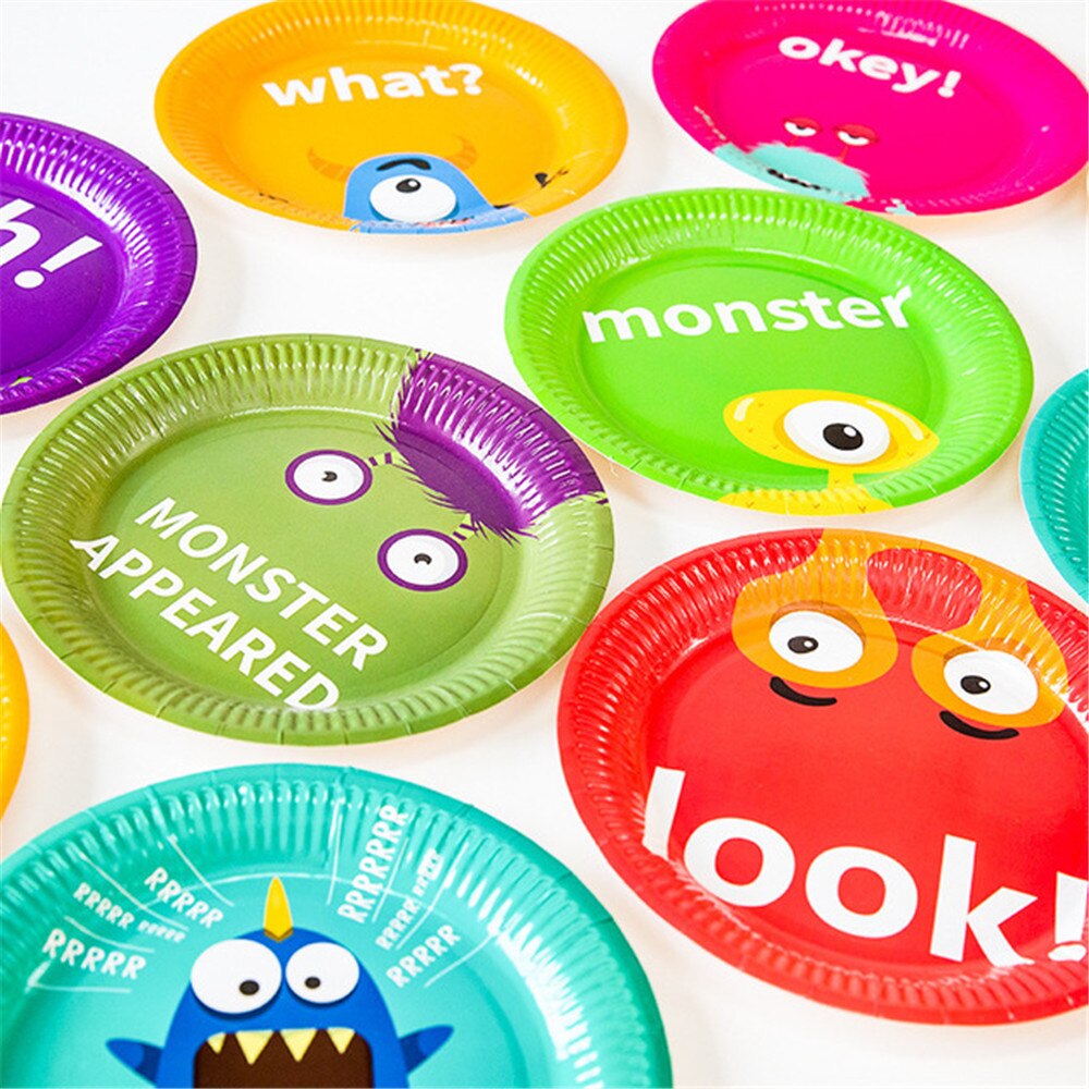Party plates little monster theme plates animal pl... – Vicedeal