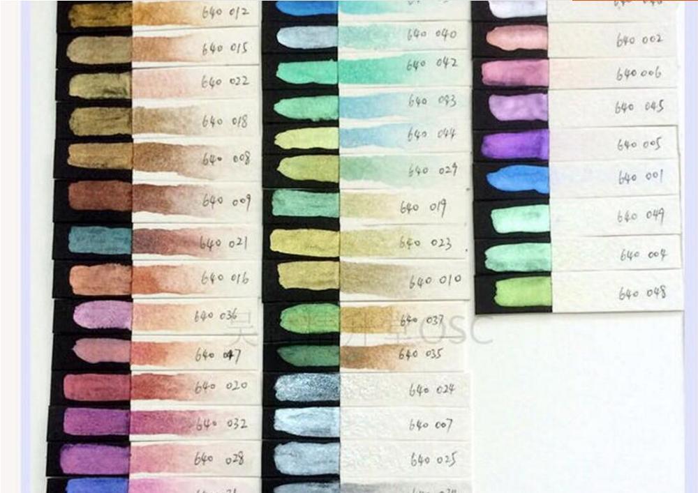 48 color pearl color Solid Watercolor cake Paint a... – Grandado
