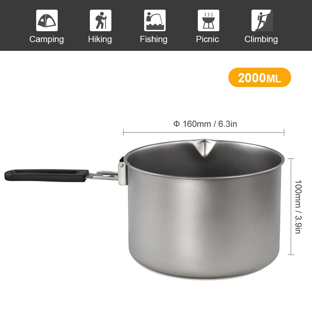 Titan Topf 2000ml/2800ml Camping Titan Topf mit Fa... – Vicedeal