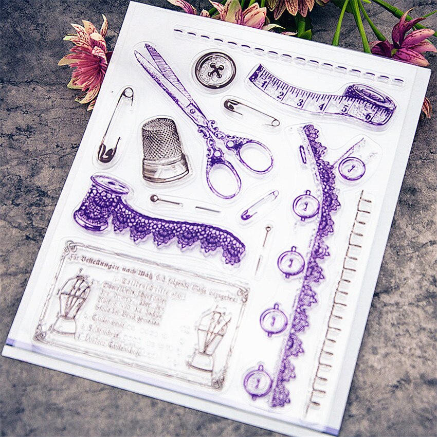 14x18cm Sewing scissors Transparent Clear Stamps S... – Grandado