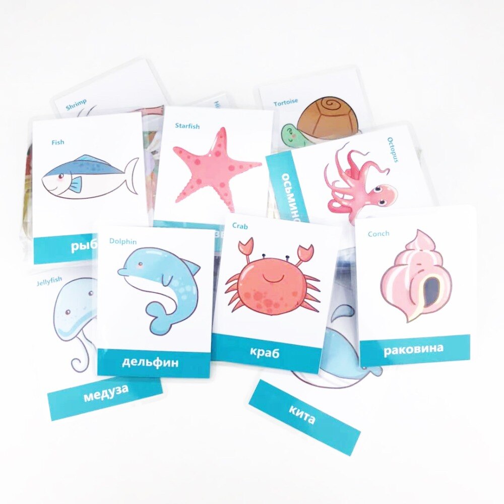 66Pcs Kids Russian& English Animals/Fruit/vegetabl... – Grandado