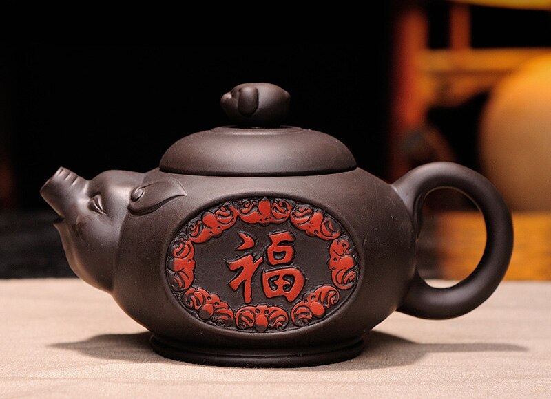 300ml Yixing Cute pig teapot handmade Purple clay ... – Grandado