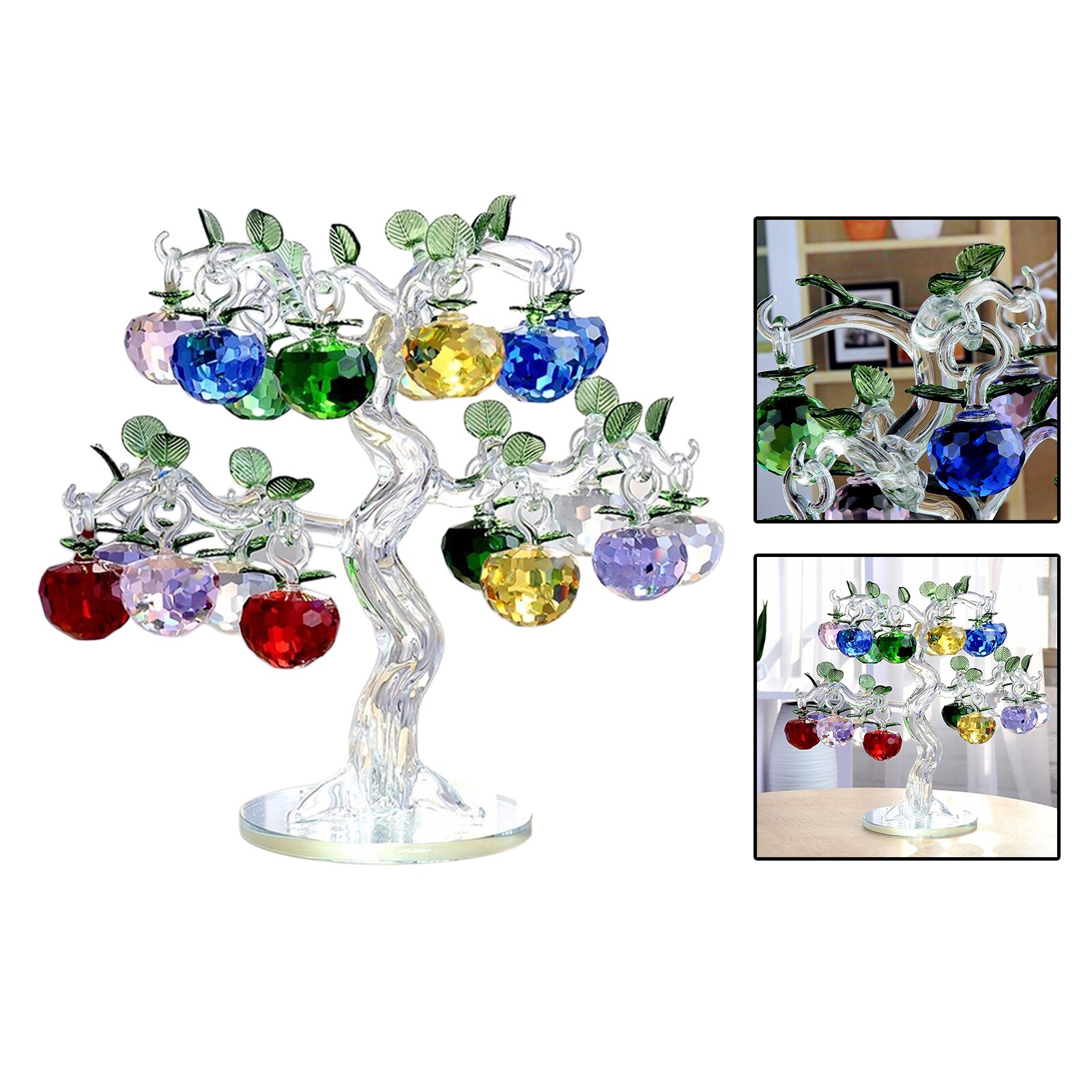 Lucky Crystal Apple Tree Colorful Craft for Desk P... – Grandado