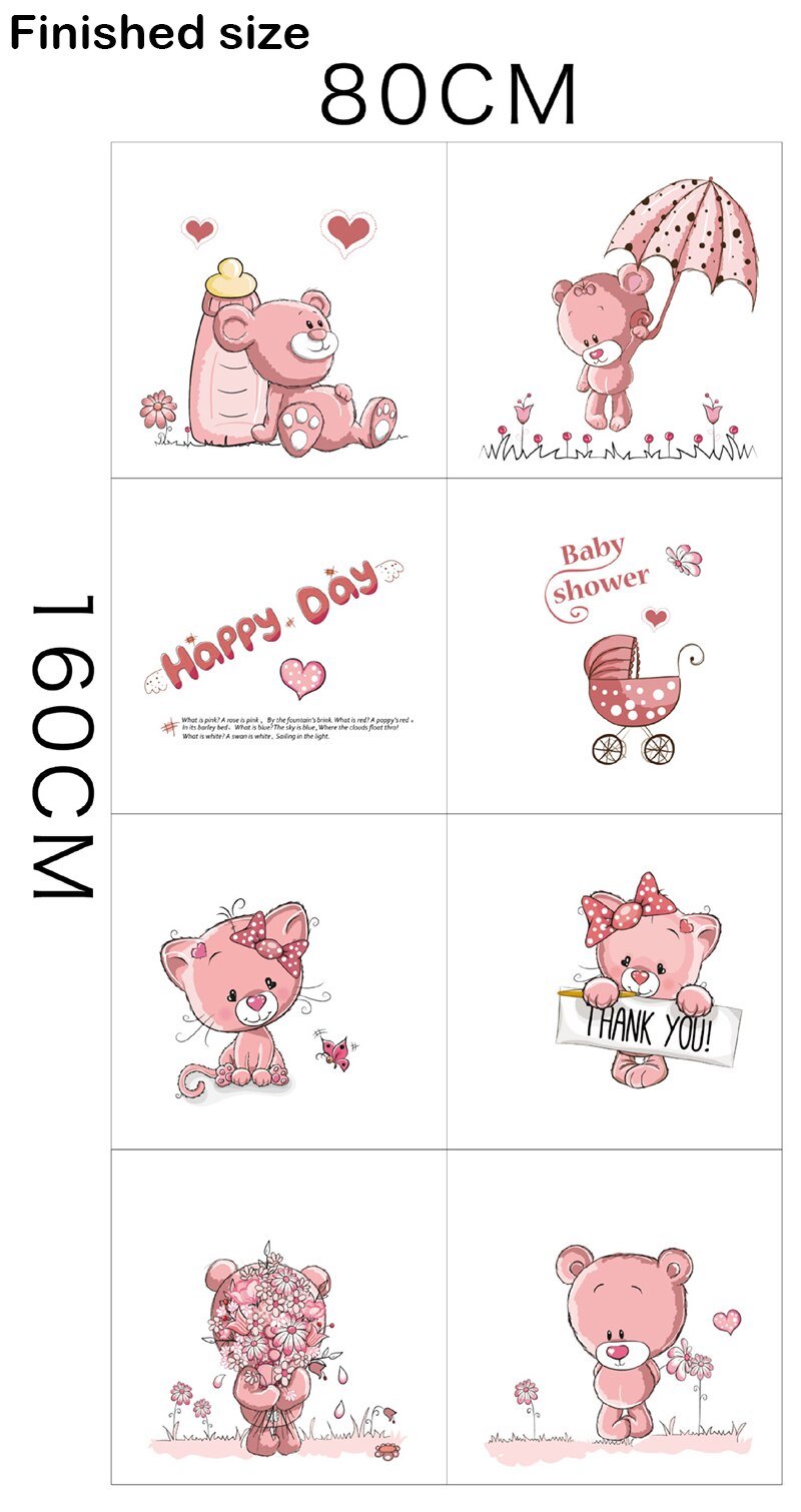 Baby Teddy Girl Pink Bear Wall Stickers for Kids R... – Grandado