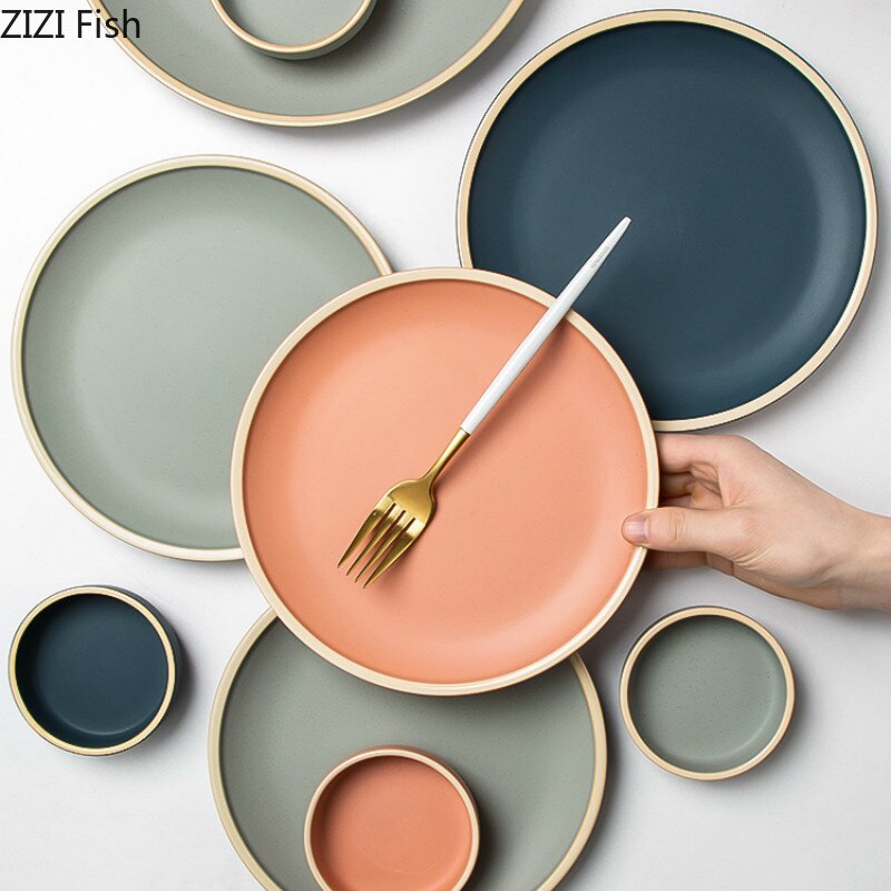 Solid Color Ceramic Dinner Plates Beef Flat Plate ... – Grandado