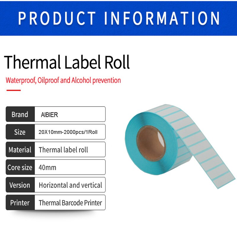 AIBIER Thermal Label Barcode Sticker 40mm Core 1Ro... – Grandado