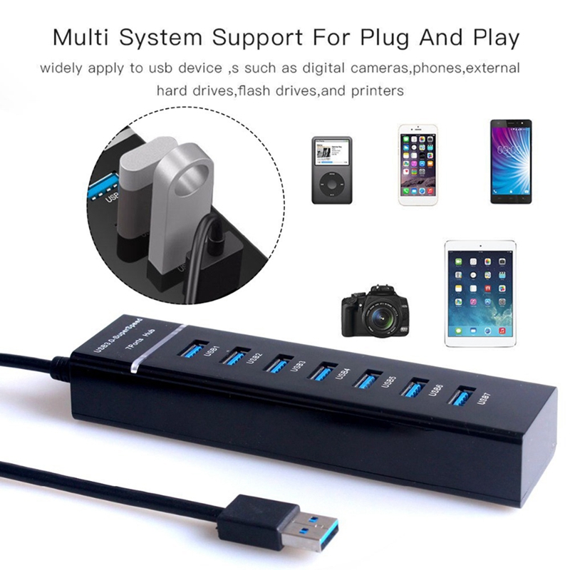 USB Hub, 7 Port USB 3.0 Hub LED Portable High-Spee... – Vicedeal