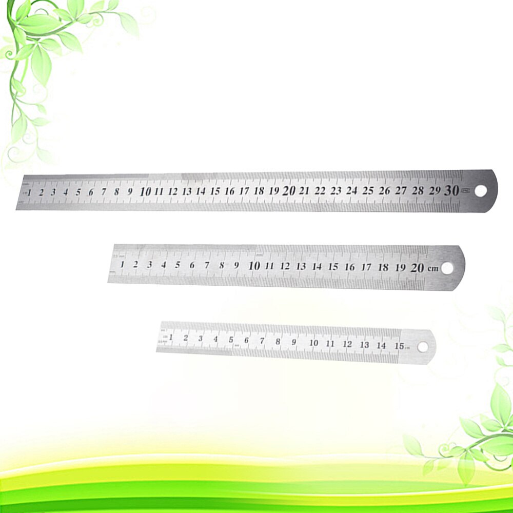 3 Pcs Stainless Steel Ruler Double Scale Ruler Mea... – Grandado