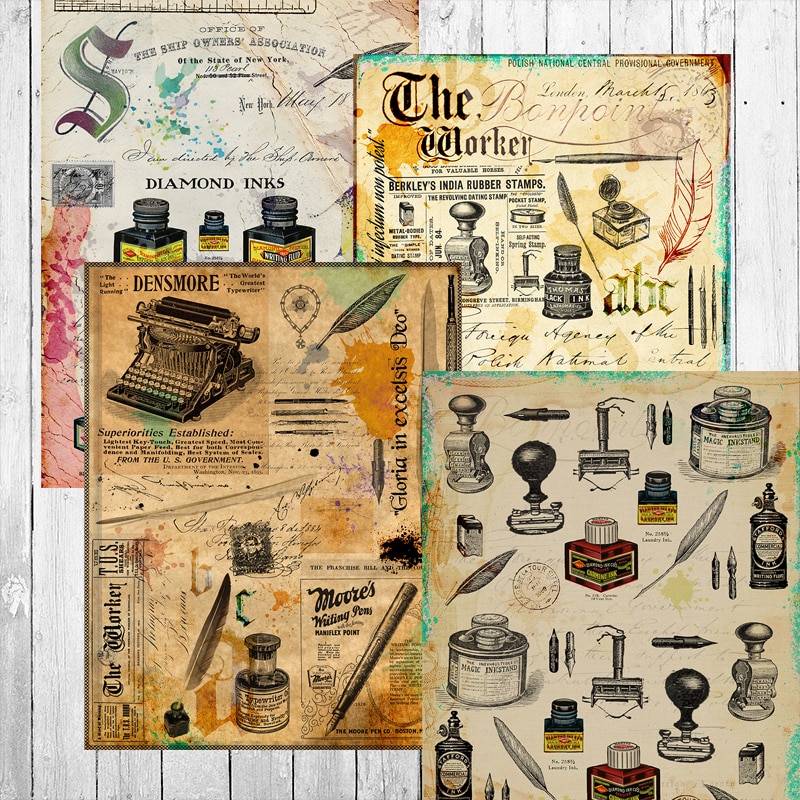 4 hojas de papel de tinta Retro, decoración de dia... – Grandado