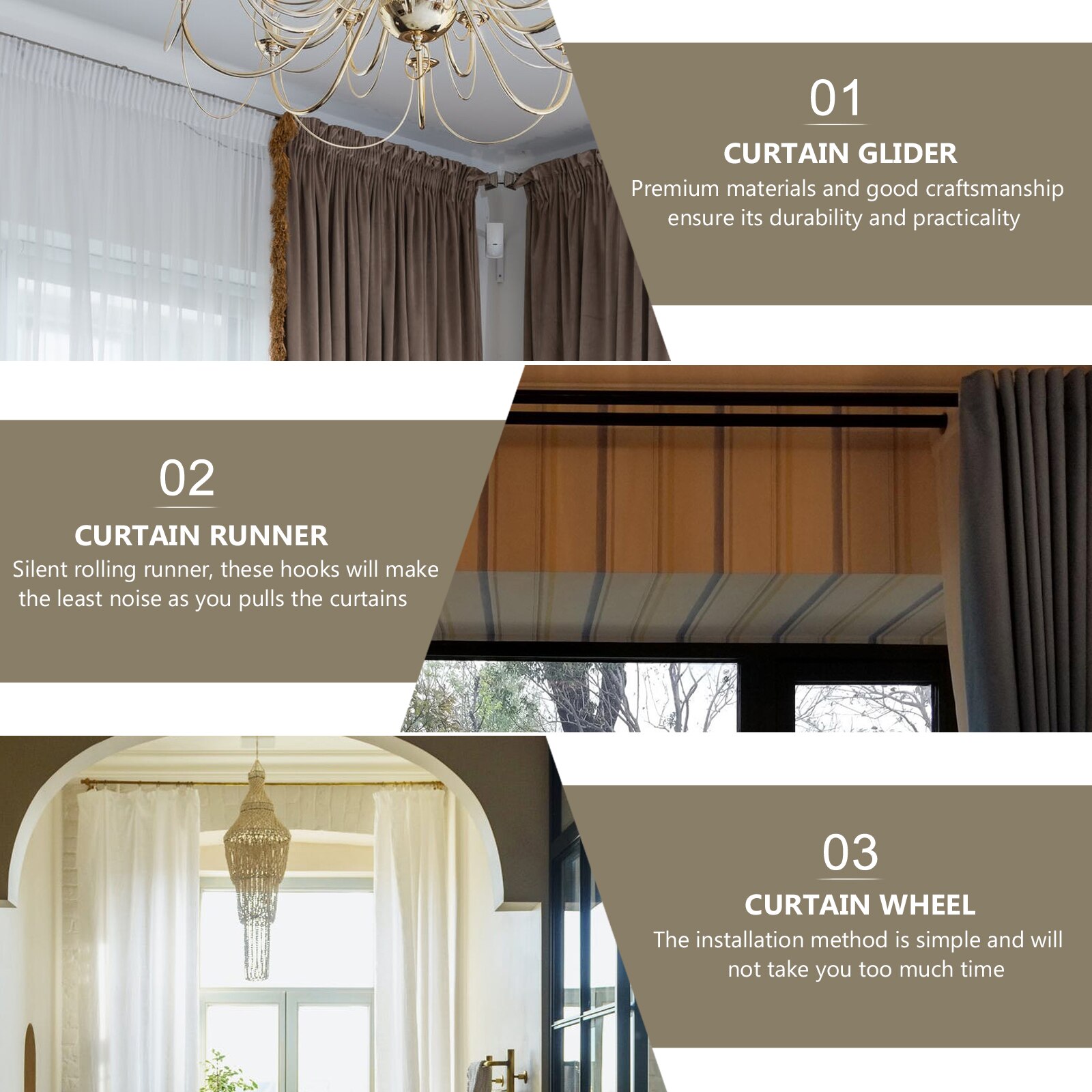 50pcs Durable Flexible Curtain Wheel Curtain Runne... – Vicedeal