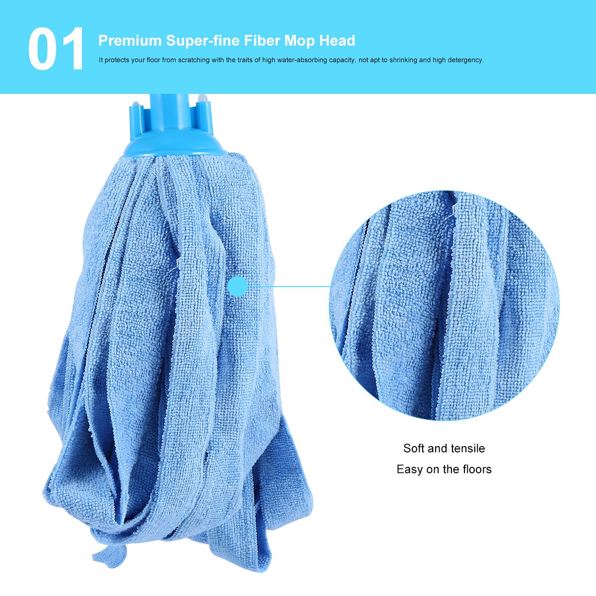 Mop Refills Microfiber Cloth Absorbent Blue Mop He... – Grandado