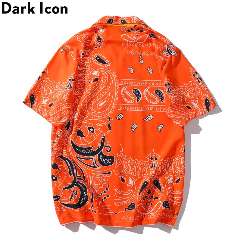 Dark Icoon Oranje Bandana Hawaiian Shirt Mannen Vr... – Vicedeal