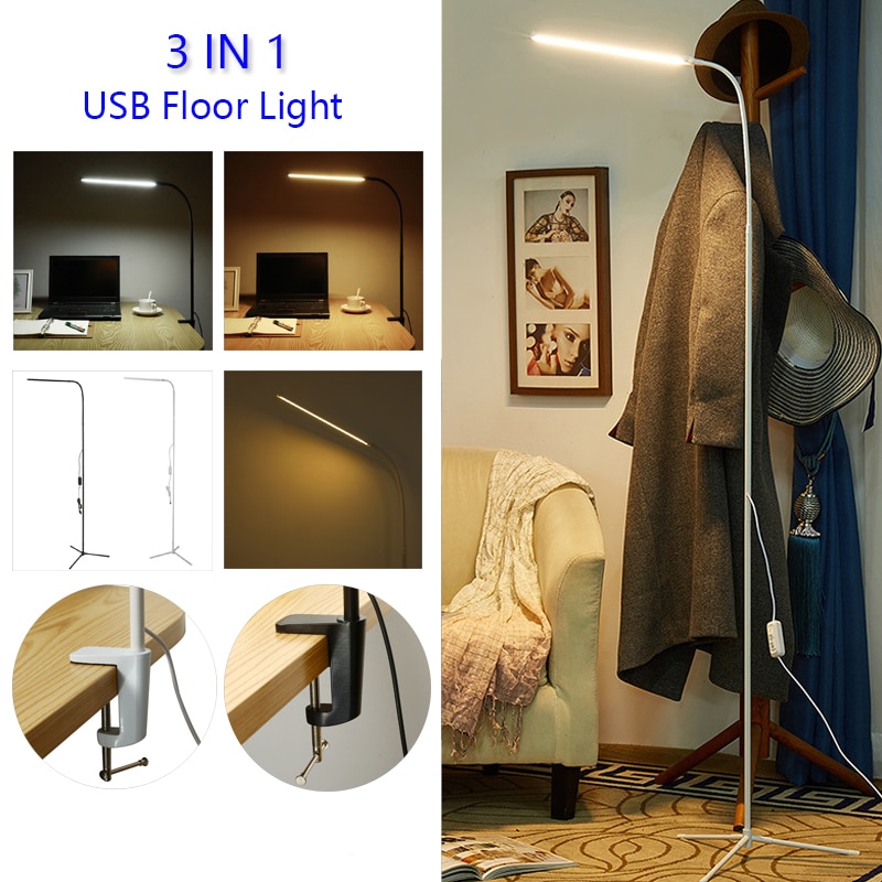 8W Modern Stand Floor Lamp USB Desk Reading Light ... – Grandado