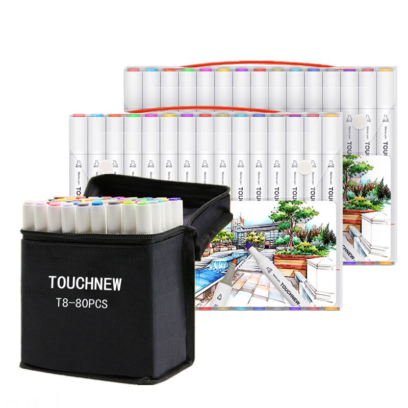 TOUCHNEW 30/40/60/80/168 Color Art Markers Pen wit... – Vicedeal