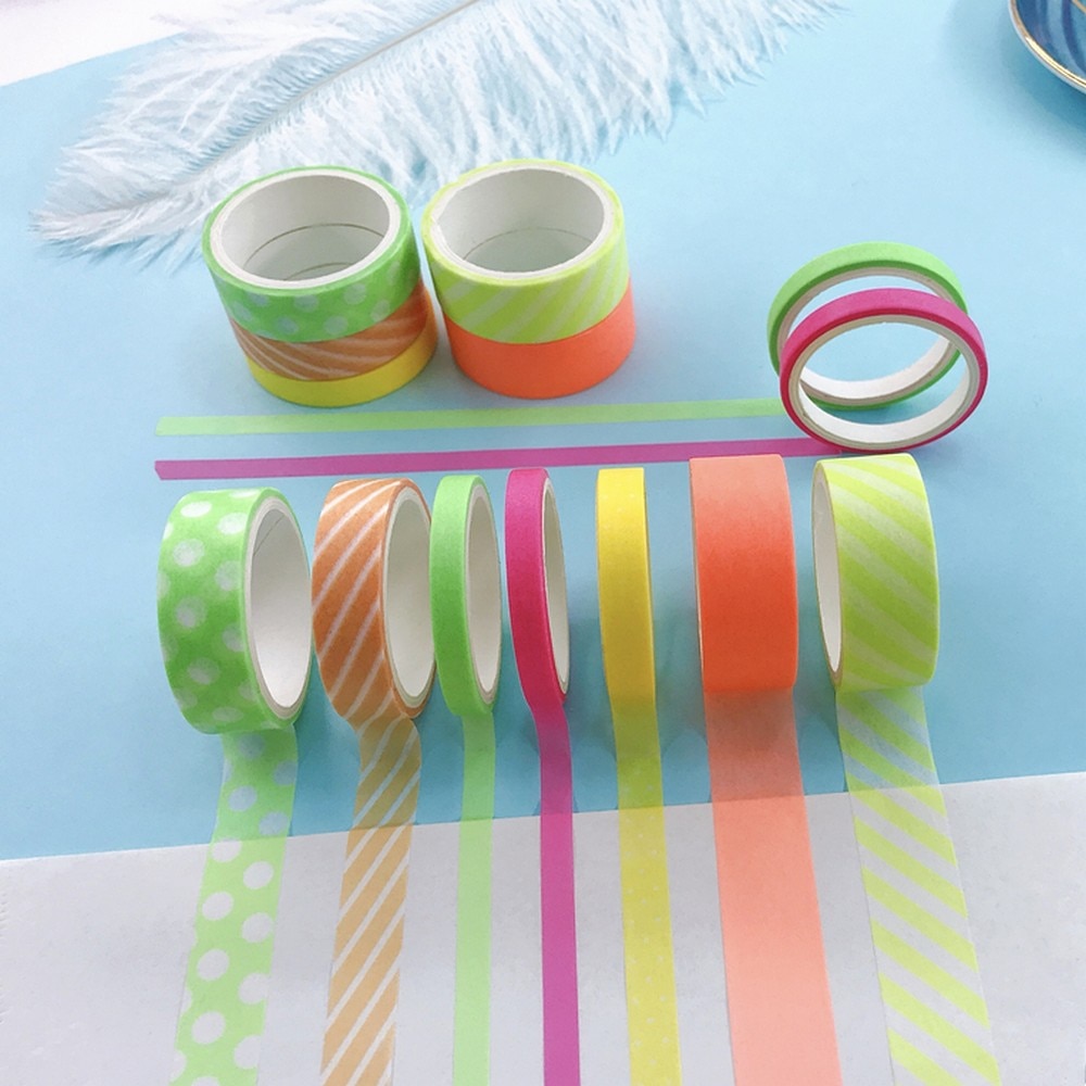 7 stuks neon washi tape kantoorbenodigdheden schoo... – Grandado