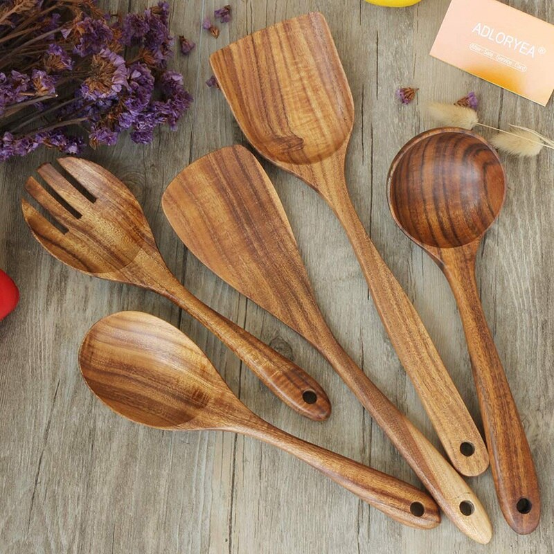 Kitchen Utensils Set Wooden Cooking Spoon Tool Non... – Grandado