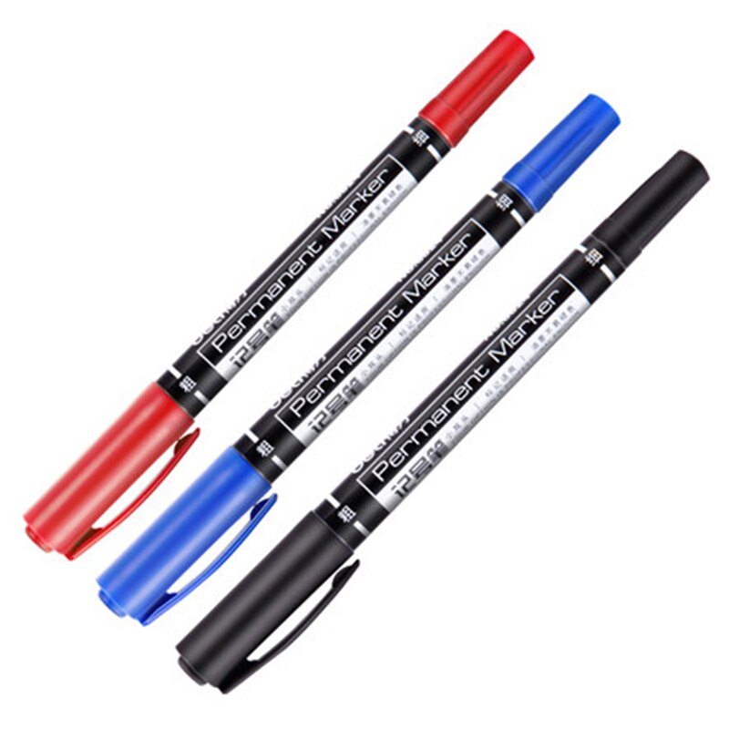 3pcs Deli 6824 Double Head Mark Black Pen Hook Lin... – Grandado