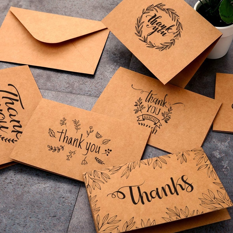 3Pcs Vintage Kraft Paper Thank You Notes Thank you... – Vicedeal