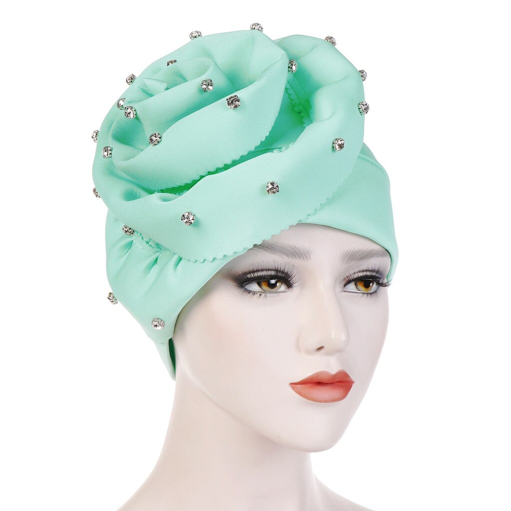 Diamonds Type Women Flower Ruffle Muslim Turban Bi... – Vicedeal