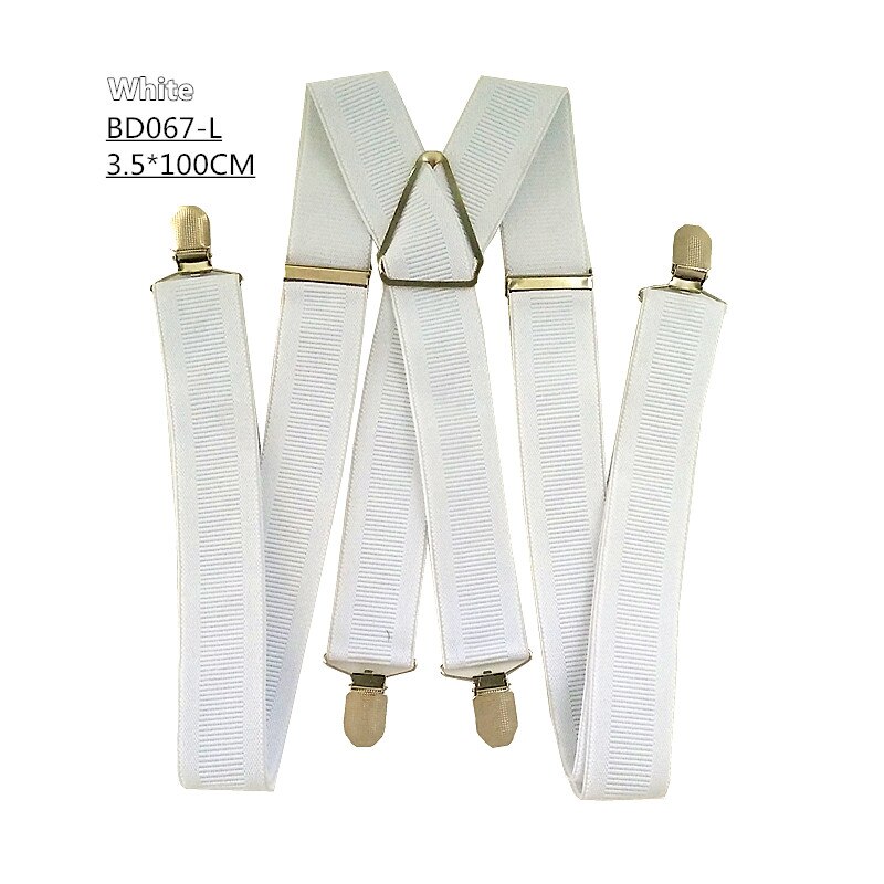 BD067- Bright White Rib Color Suspenders for men w... – Vicedeal