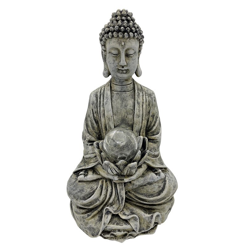 Solar Crystal Ball Lamp Boeddha Sculptuur Boeddhis... – Vicedeal