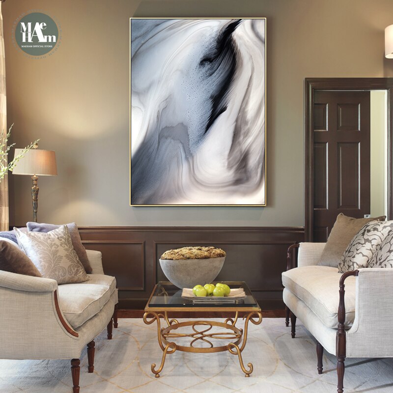 Modern Ink abstract Wall Poster Print Canvas Nordi... – Grandado