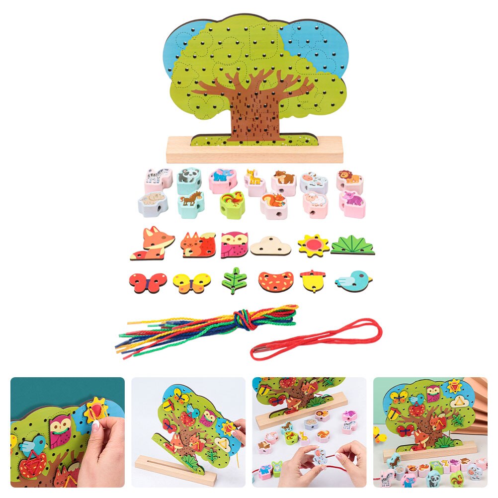 1 Set of Kids Early Learning Educational Wood Thre... – Grandado