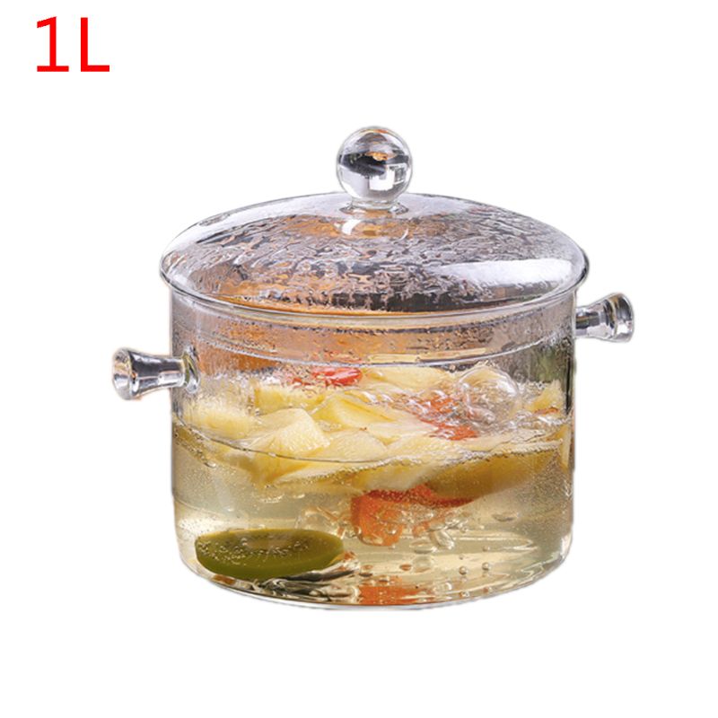 Glass pot with lid, 1L / 1.3L, hand-made glass coo... – Vicedeal