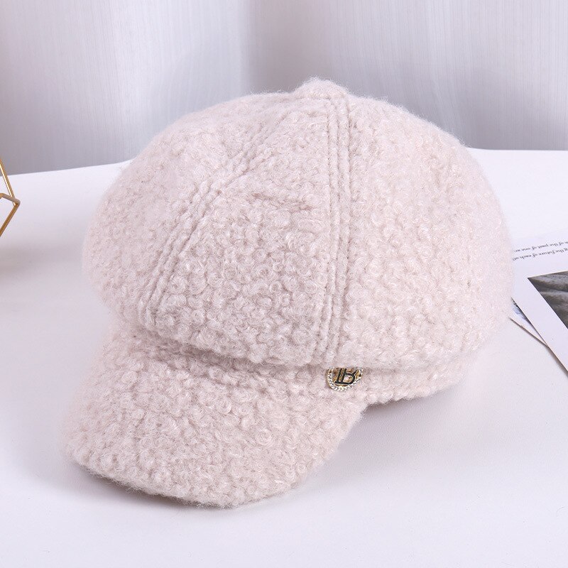 Autumn Winter Hats for Women With Button Octagonal... – Vicedeal
