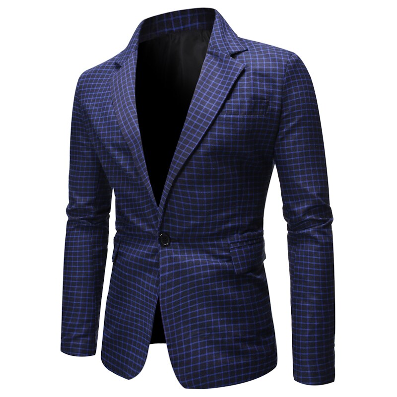 Autumn Mens Plaid Blazer Business Casual Men Slim ... – Grandado