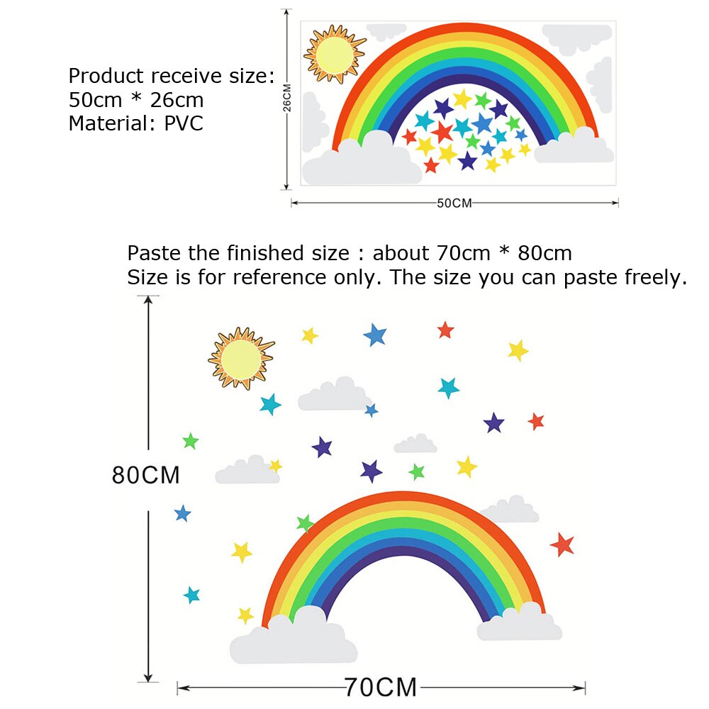 Cartoon rainbow stars Wall Sticker for kids rooms ... – Grandado