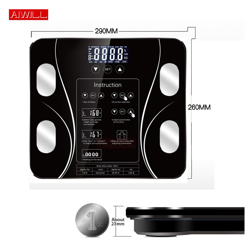 AIWILL Bathroom Scales LED Screen Body Grease Elec... – Vicedeal