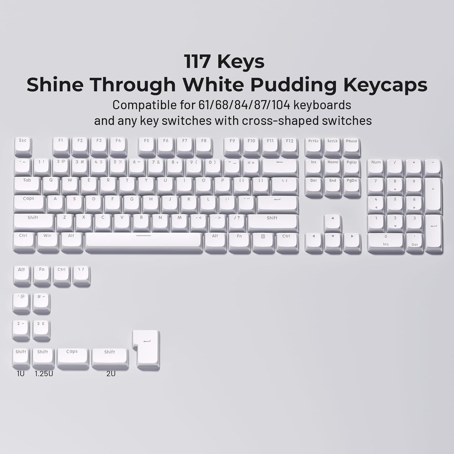 XDA Pudding Keycaps, Translucent Backlit, Double S... – Vicedeal