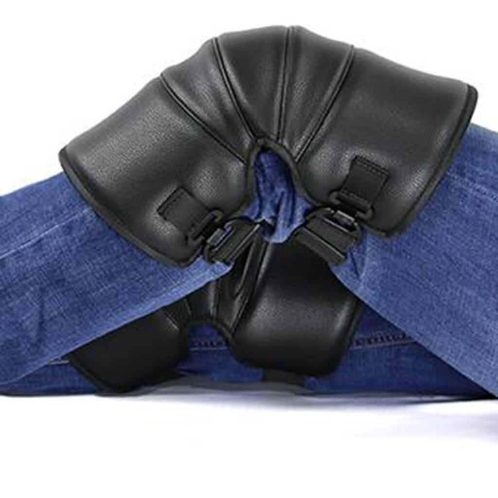 35cm Black Leather Motorcycle Warm Knee Pad Leg Wa... – Grandado