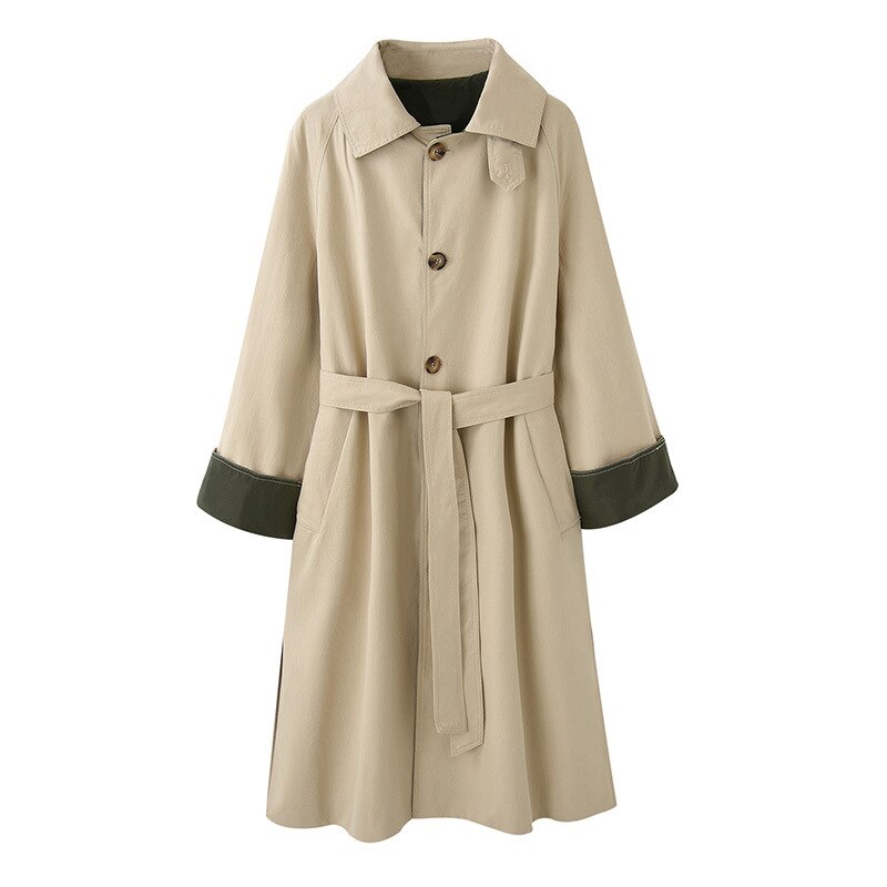Trench-Coat à col rabattu pour femmes, Long, Patch... – Grandado