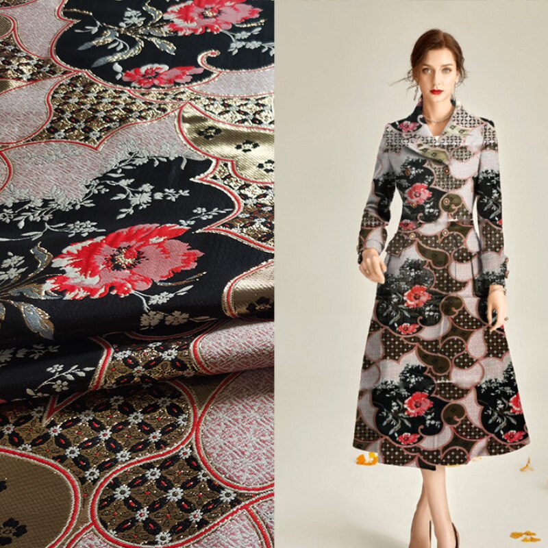 Luxury Gold Silk Jacquard Dress Fabric for Sewing ... – Grandado