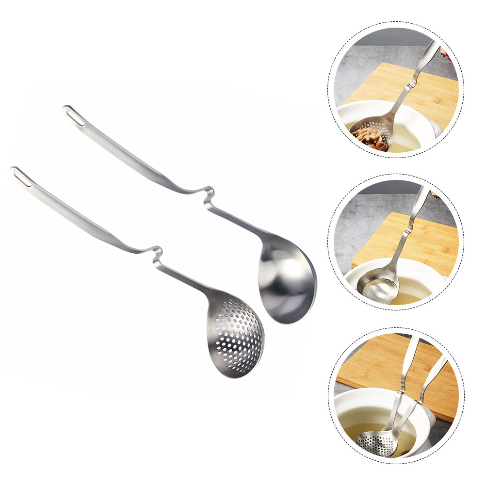 2Pcs Slotted Spoon Soup Ladle Stainless Steel Skim... – Vicedeal