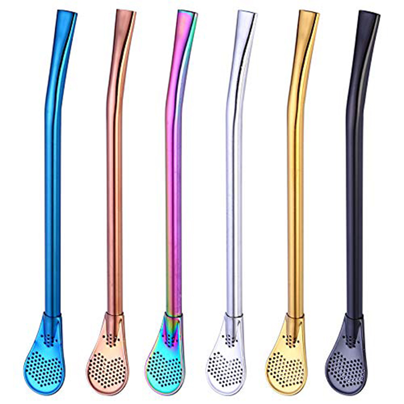 Stainless Steel Straws,6pcs Filter Spoon Straw, Re... – Grandado