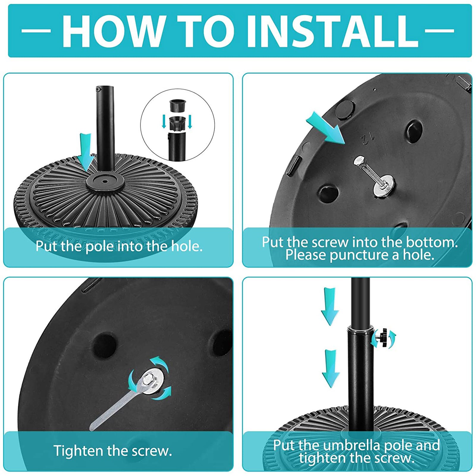 Heavy Duty Round Patio Umbrella Base 22lbs Patio U... – Grandado