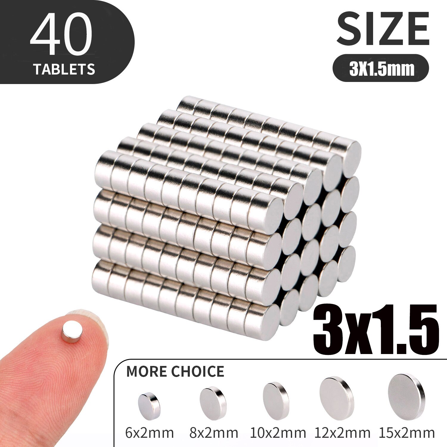 40 80 140 pz/lotto 3x1 3x1.5 3x2 3x3 3x4mm magnete... – Vicedeal