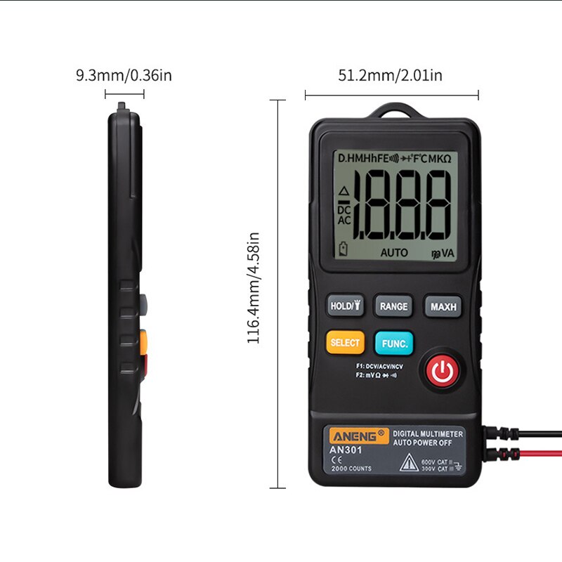 AN301 Mini Digitale Multimeter 1999 Telt Draagbare... – Grandado