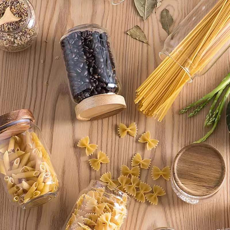 Wood Lid Glass Airtight Canister Food Container Te... – Grandado