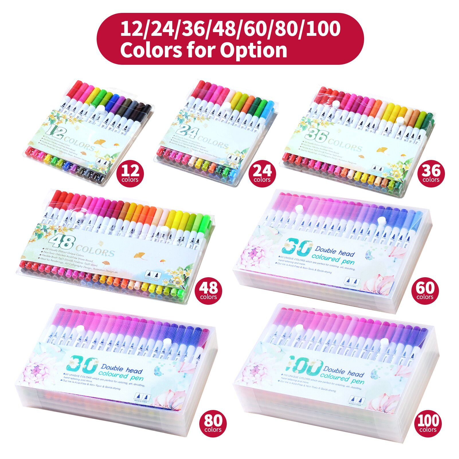 100 Colors Dual Tips Brush Pens Art Markers Brush ... – Vicedeal