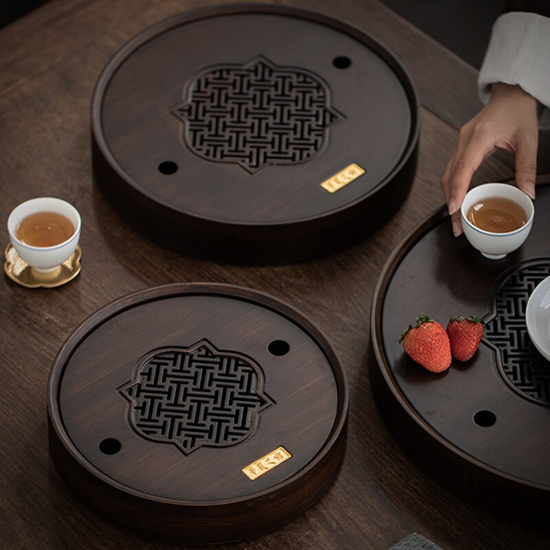 Round Carbonized Bamboo Tea Tray Chinese Simple Ho... – Vicedeal