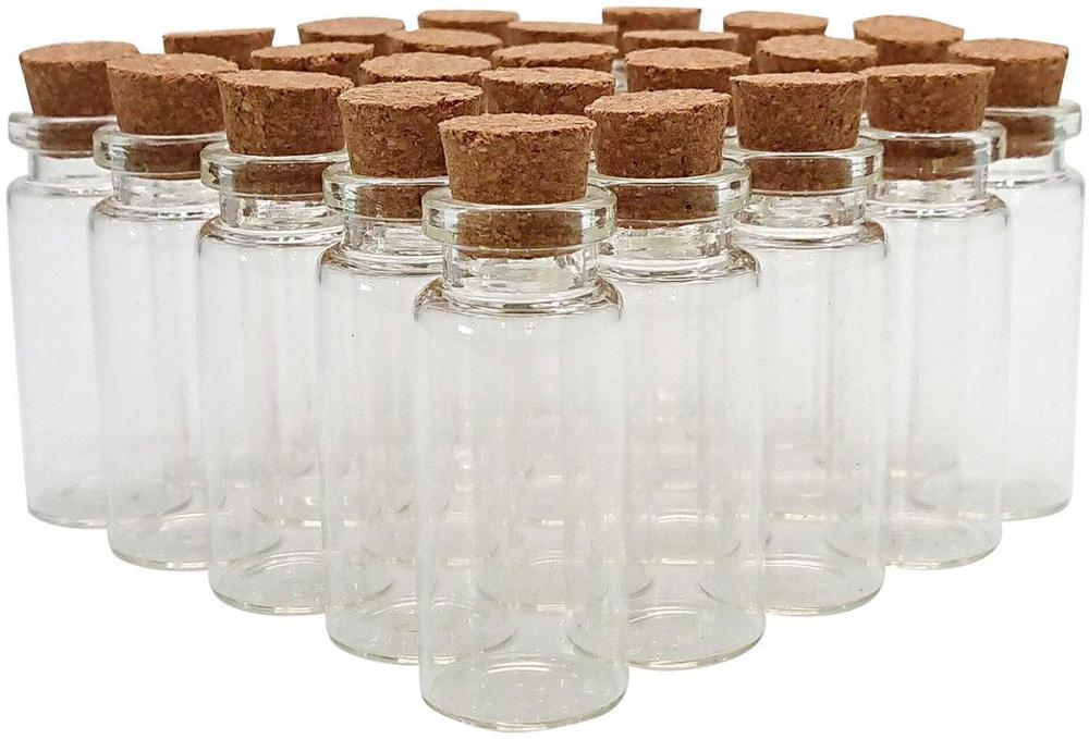 20 st flaskor burkar med korkpropp glasflaskor lit... – Vicedeal